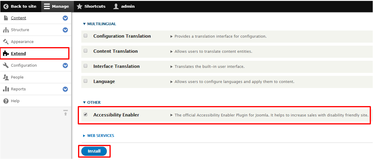 Drupal 8 Accessibility Enabler Installation Guide